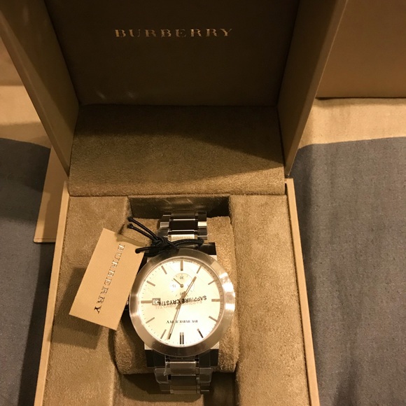 Burberry | Accessories | Burberry Bu990 42mm Silver Bracelet Mens Watch ...